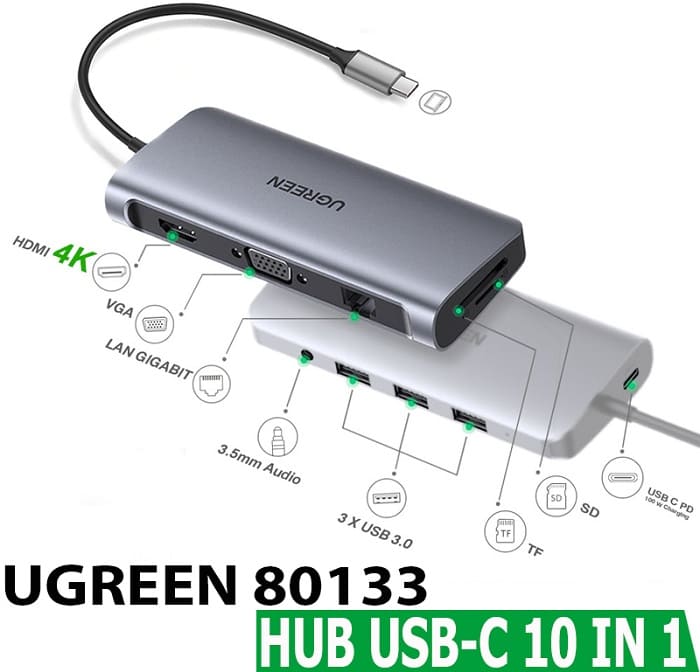 Hub USB Type C 10 in 1 Ugreen 80133 | Ugreen 80133 | Mayanh24h