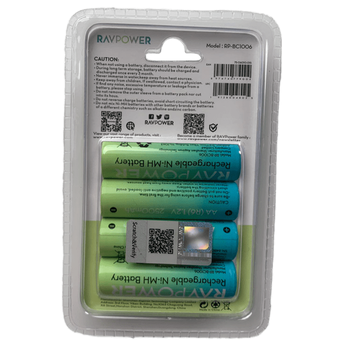 4 Pin AA Ni-MH 1.2V Ravpower RP-BC1006 2500mAh | Pin Ravpower | Mayanh24h