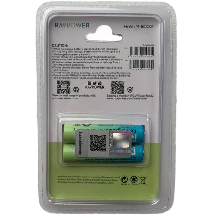 2 Pin AAA Ni-MH 1.2V Ravpower RP-BC1007 1000mAh | Pin Ravpower | Mayanh24h