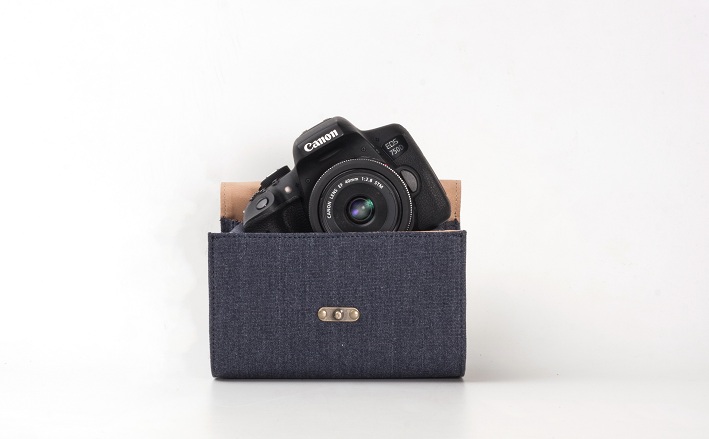 Túi máy ảnh Herringbone Tiny Mellow Canvas (Navy) | Mayanh24h